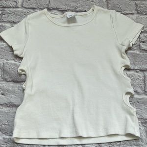Zara | Shirts & Tops | Zara Girls White Top With Heart Hole Designs New ...